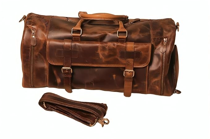 Buff Elegance Brown Leather Duffel Bag for Men – montexoo
