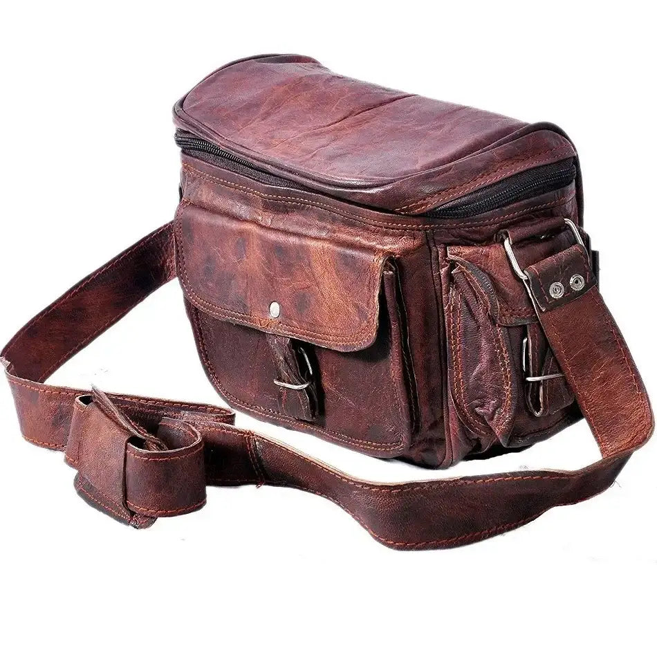 Vintage Leather Camera Bag With Shoulder Strap - Montexoo – montexoo